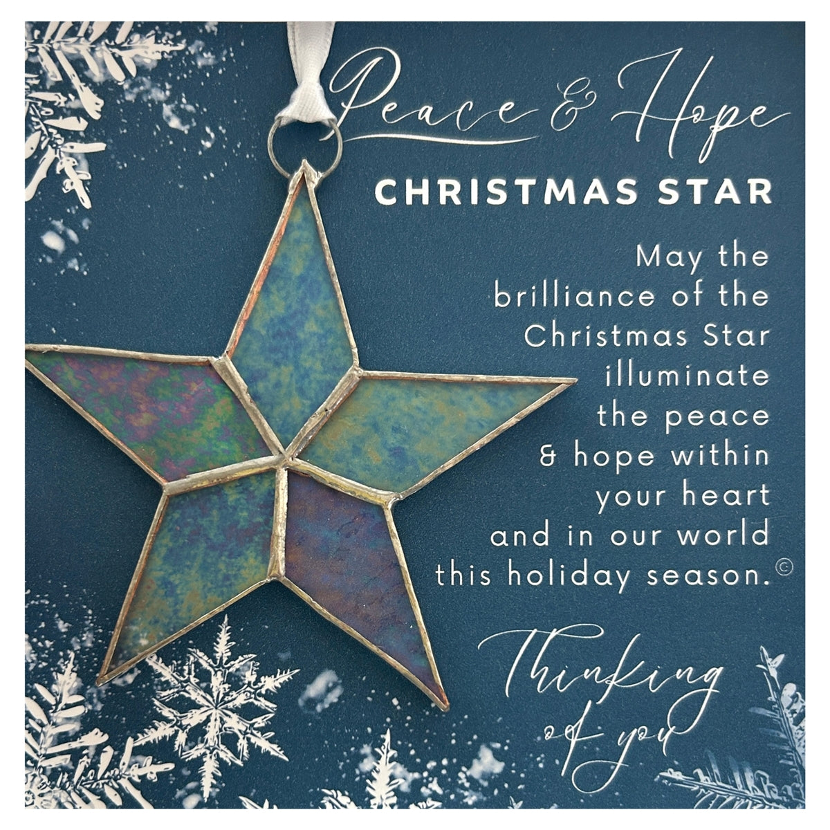 Peace and Hope Christmas Star: Handmade Iridescent Stained Glass Star ...